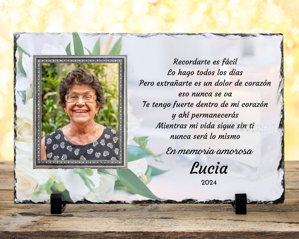 Spanish Memorial Plaque with Photo | Remember Me
